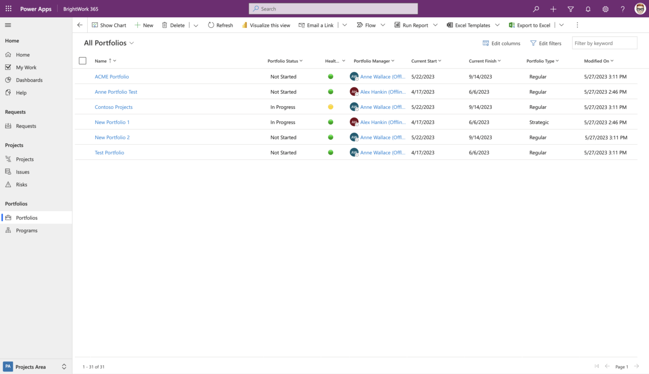 Project Portfolio Dashboard for Microsoft 365 & Power BI • BrightWork 365
