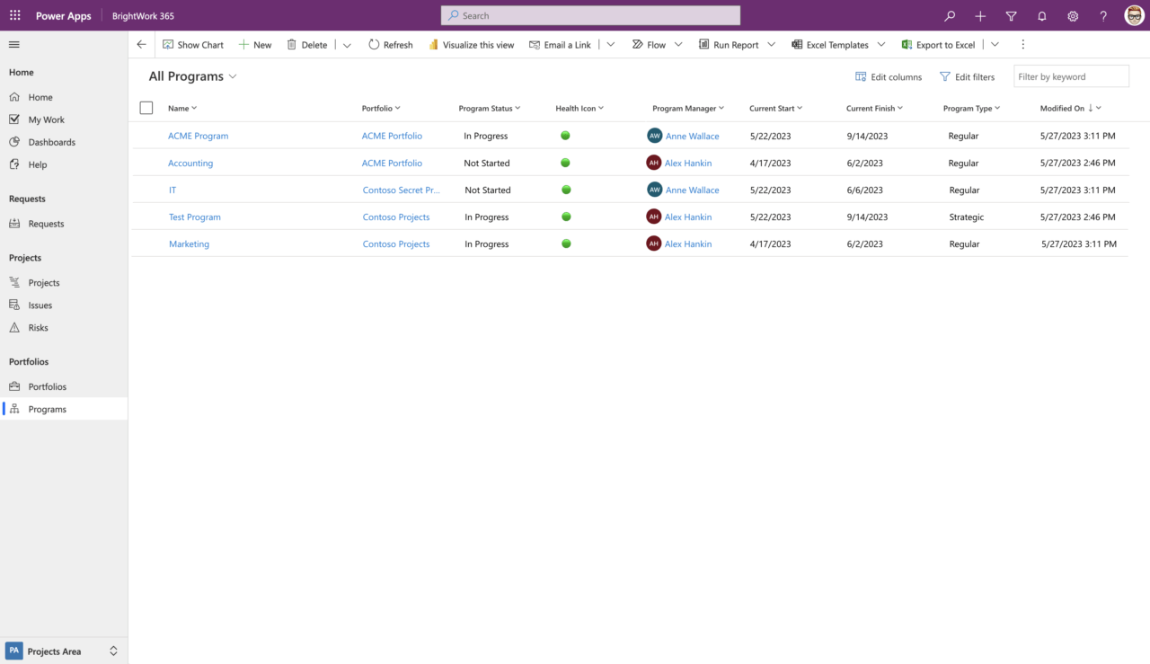 Project Portfolio Dashboard for Microsoft 365 & Power BI • BrightWork 365