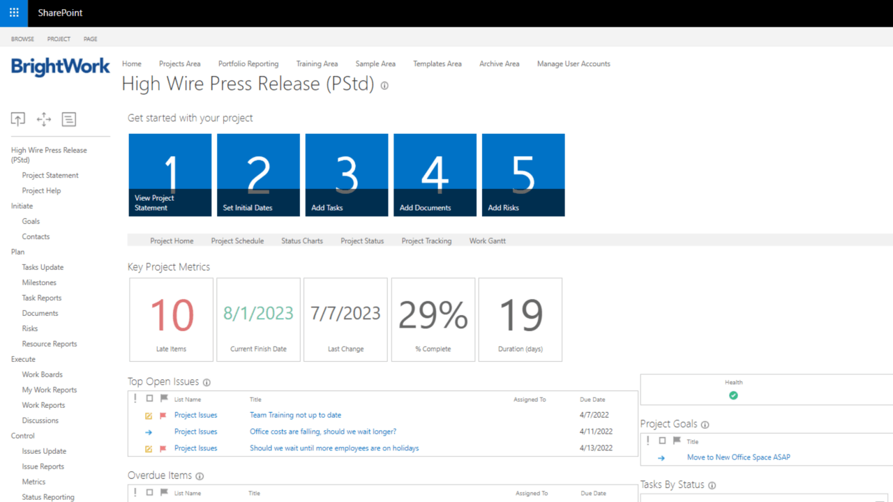 Download a Free SharePoint Project Management Template