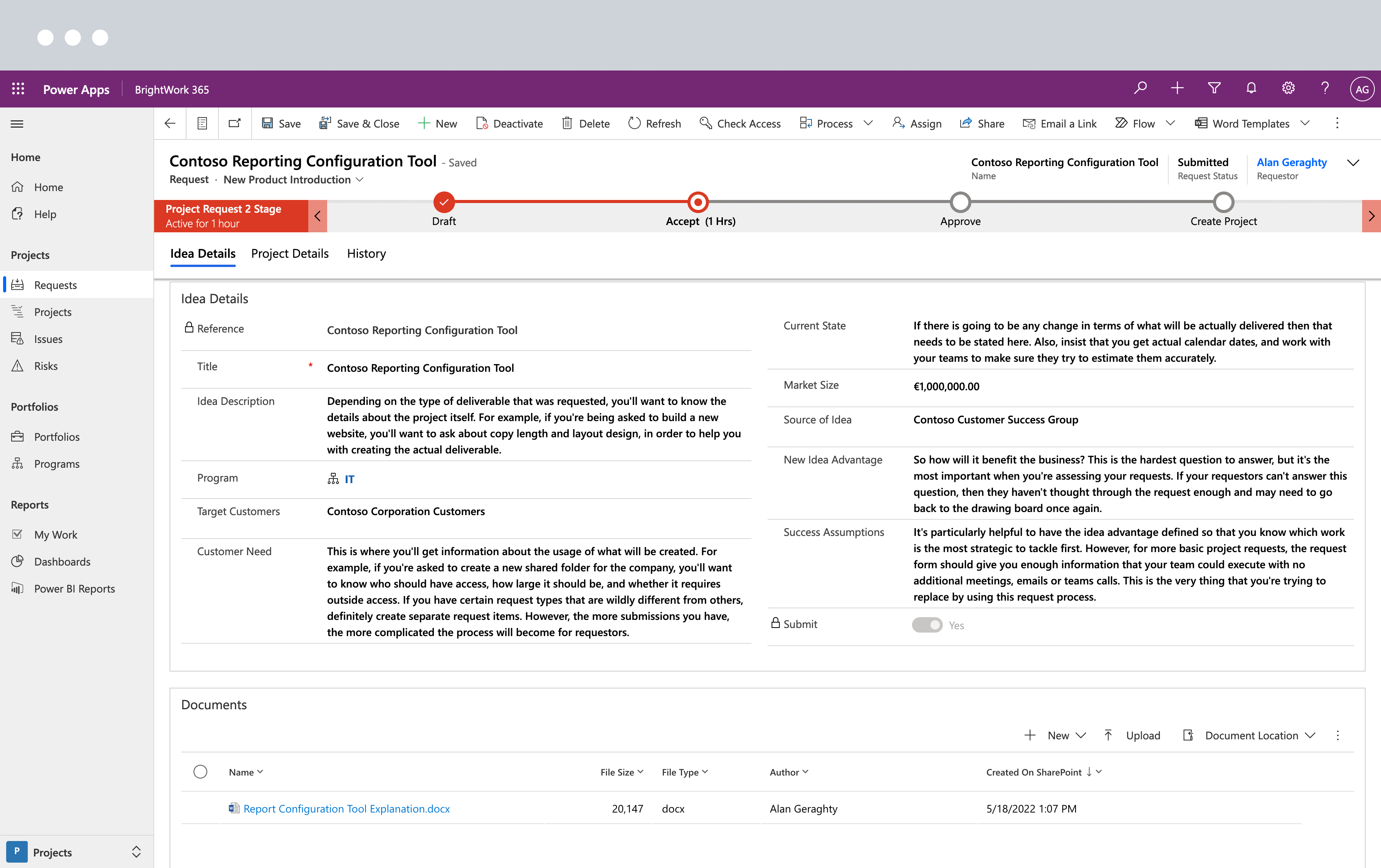 Project Request Management with BrightWork 365 for Microsoft 365