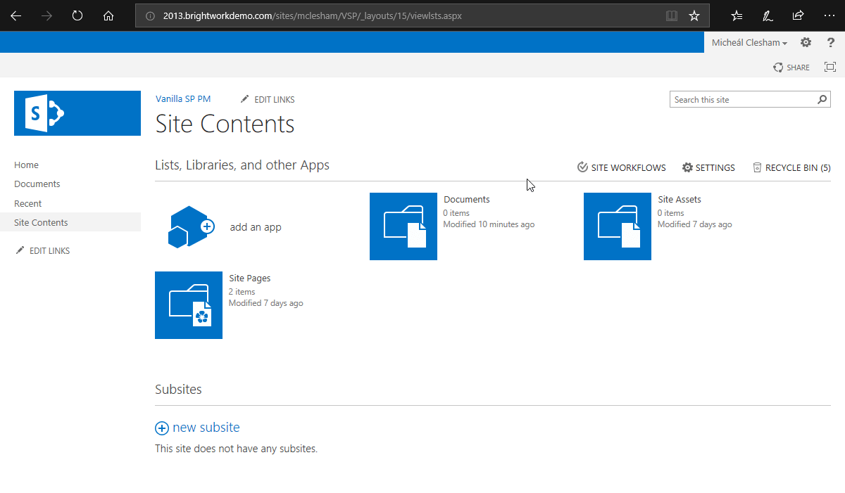 The Structure of a SharePoint Project Site