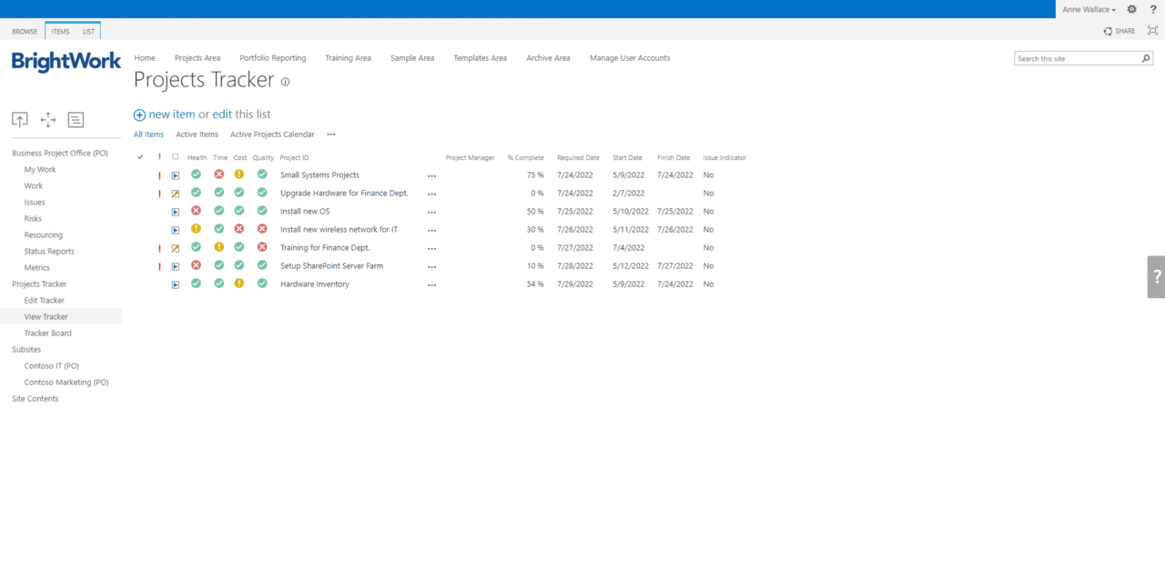 BrightWork Project Portfolio Reporting Dashboards