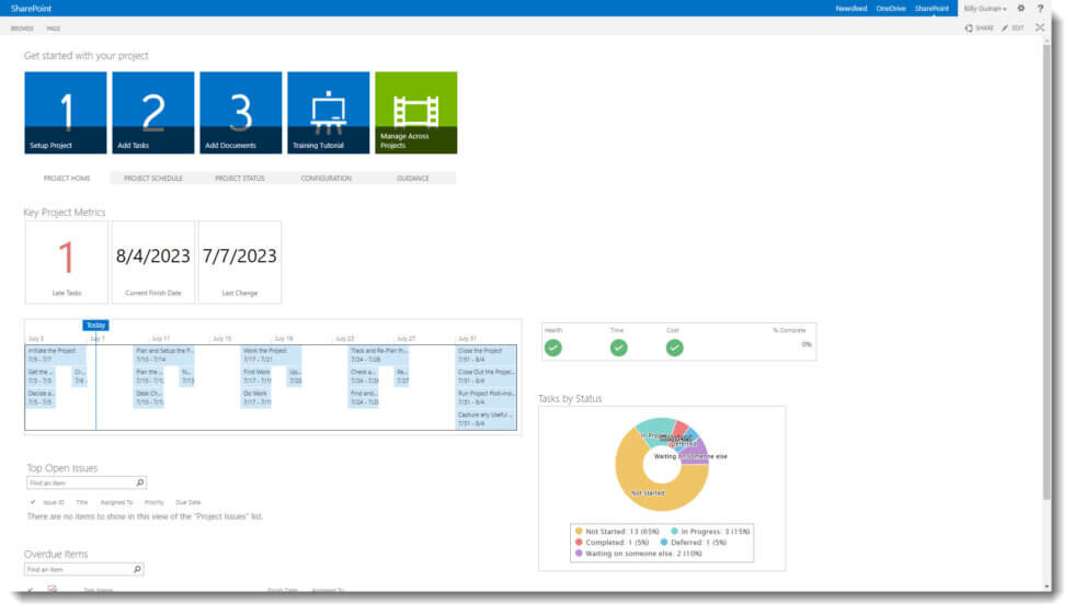 The Structure of a SharePoint Project Site