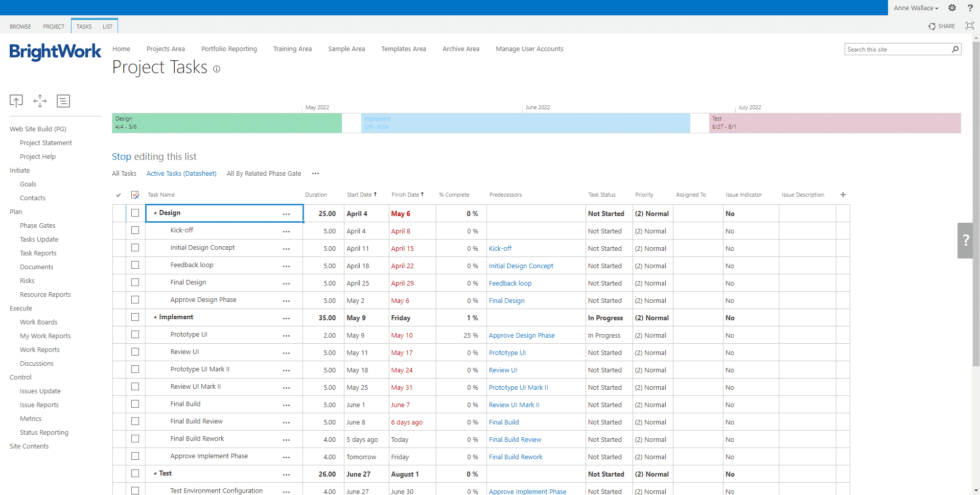 BrightWork Project Scheduling