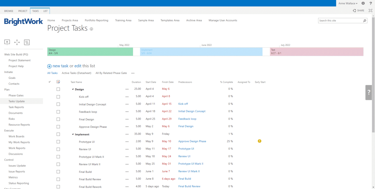 BrightWork Project Scheduling