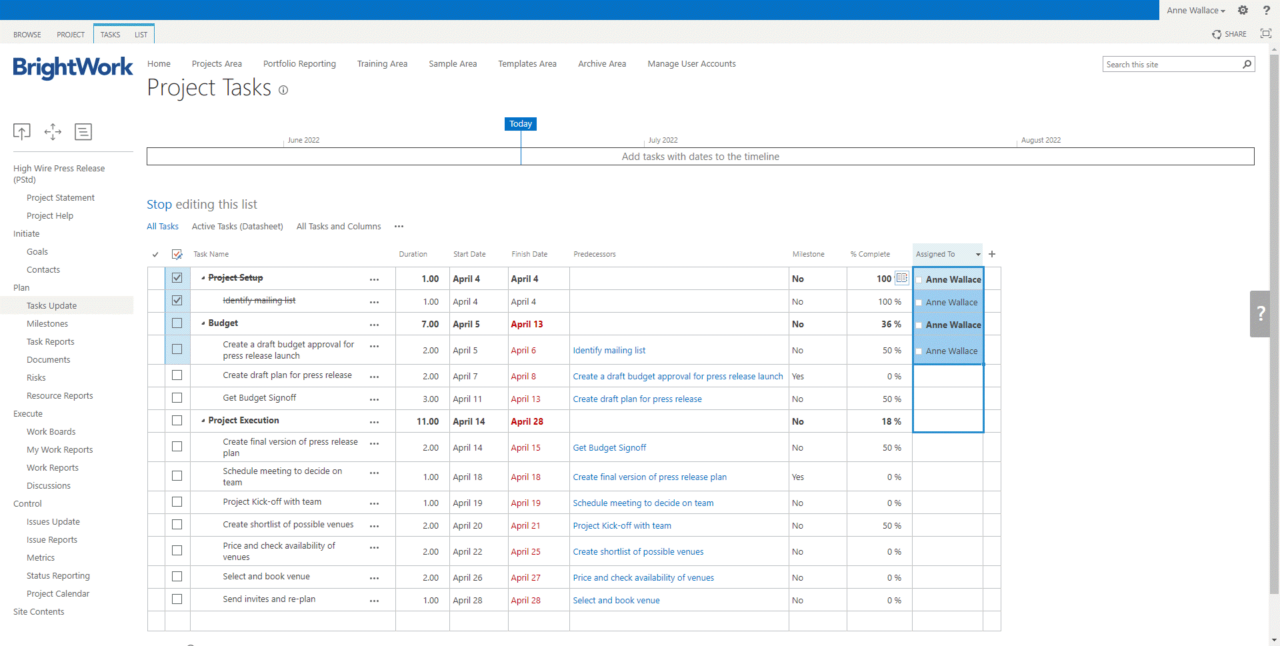 Leverage BrightWork as your SharePoint project management solution