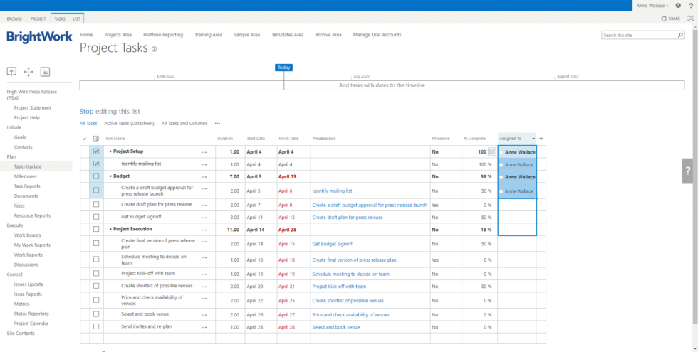 Leverage BrightWork as your SharePoint project management solution