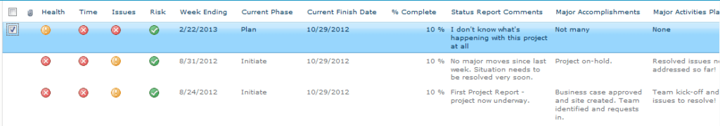 Adding Status Reports to your SharePoint Project Management Site